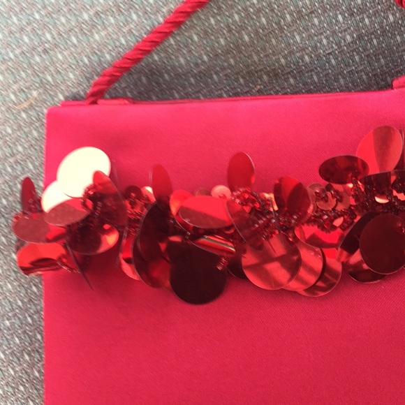 Bags | Red Satin Purse With Beads And Sequins | Poshmark